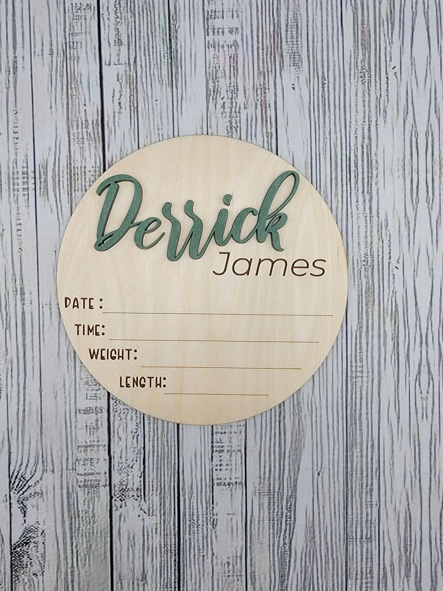 Baby Announcement Sign With Birth Stats and Milestone Discs - Main ...